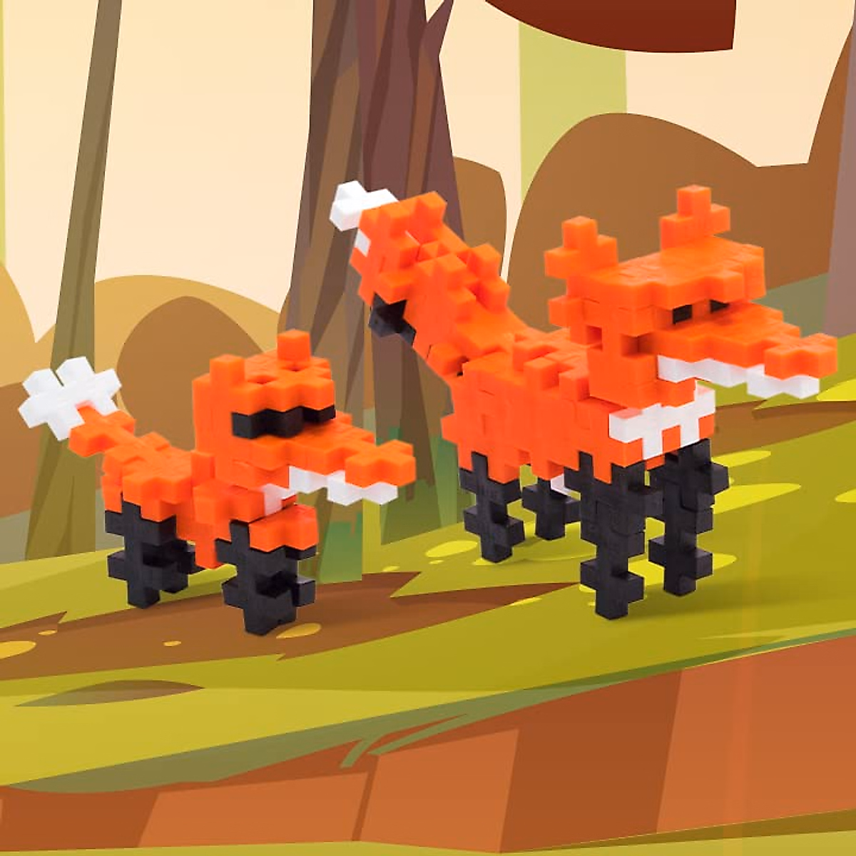 PLUS PLUS – Mini Maker Tube – Red Fox – 70 Piece, Construction Building Stem Toy, Interlocking Mini Puzzle Blocks for Kids