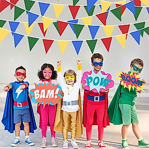 32Ft Super Mario Party Decorations Red Blue Yellow Green Carnival Circus Clown Triangle Flag Pennant Bunting Banner Fabric Garland Streamers for Kids Mario Birthday Baby Shower Outdoor Garden Decor