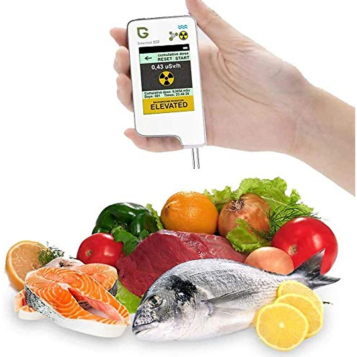 6 in 1 Greentest ECO 5F Food Nitrate Tester, High Accuracy Radiation Detector Geiger Counter Water Quality Meter TDS Hardness PPM Analyzer Dosimeter for Vegetable, Fruit, Meat, Fish, Water