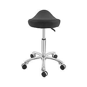 MWOSEN Saddle Stool Rolling Swivel Height Adjustable with Wheels. Ergonomic Saddle Chair Salon, Spa, Tattoo, Pedicure, Massage -Esthetician Chair(Black)