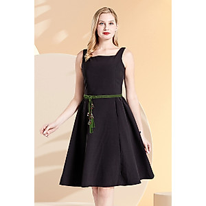 Ty Exotic Women Black Waist Belt/Rope/Chain Skinny Belt with Tassel and Beads for Ladies Skirt Dress in 8 Colors (army green)