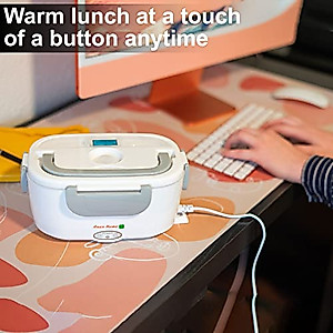 Electric Lunch Box Food Heater Portable Food Warmer For Car & Home Electric Heating Lunch Box 1.5L, 55W Food Warmer Lunch Box w/Removable Container Includes Large Fork, Spoon & Insulated Bag