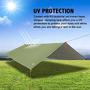 Unigear Hammock Rain Fly Waterproof Tent Tarp, 9.8x9.8ft, UV Protection and PU 3000mm Waterproof, Lightweight for Camping, Backpacking and Outdoor Adventure