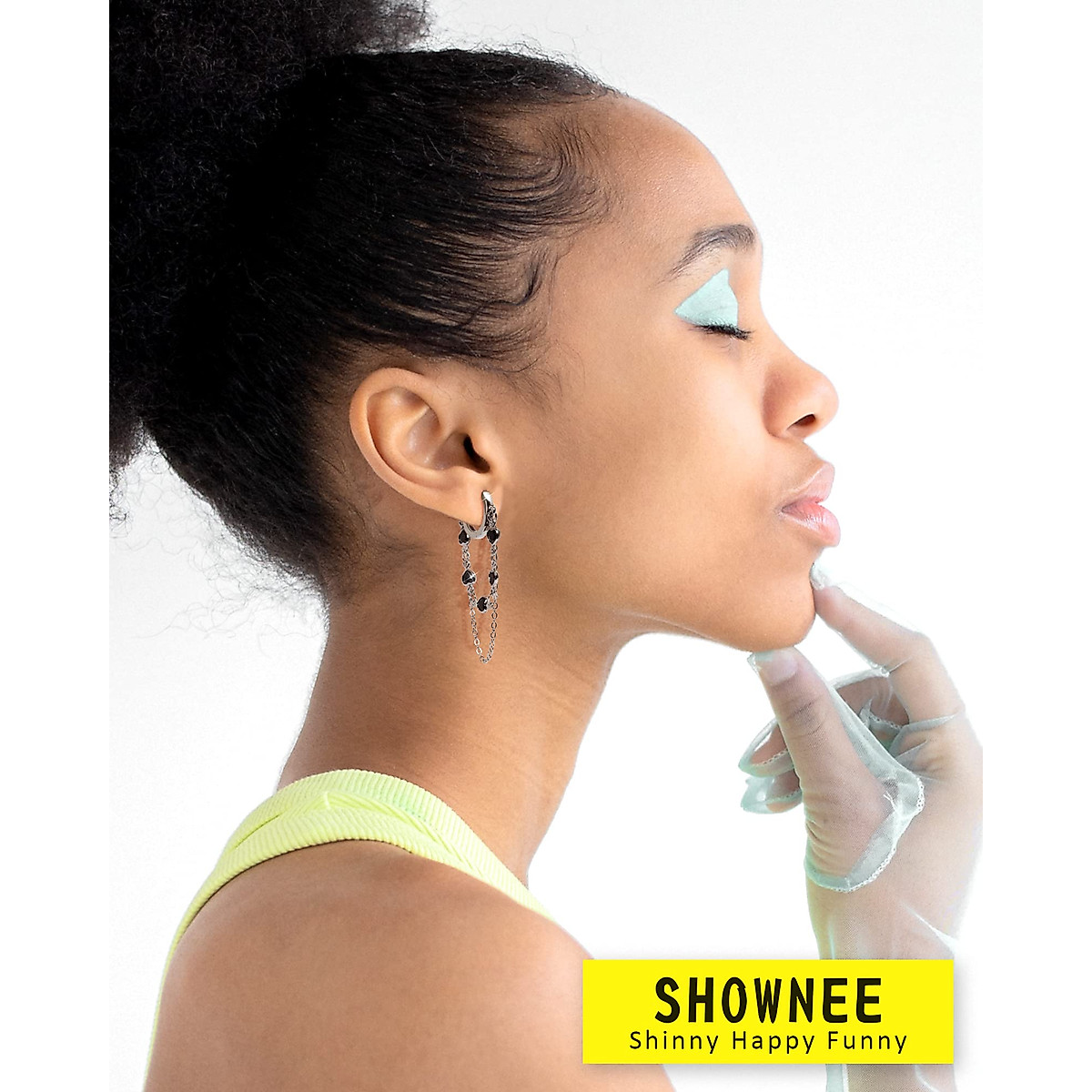 Shownee Silver Hoop For Women, Cubic Zirconia Chain Hoop Hypoallergenic Small Huggie Hoop Earrings Fashion Jewelry Friendship Gift