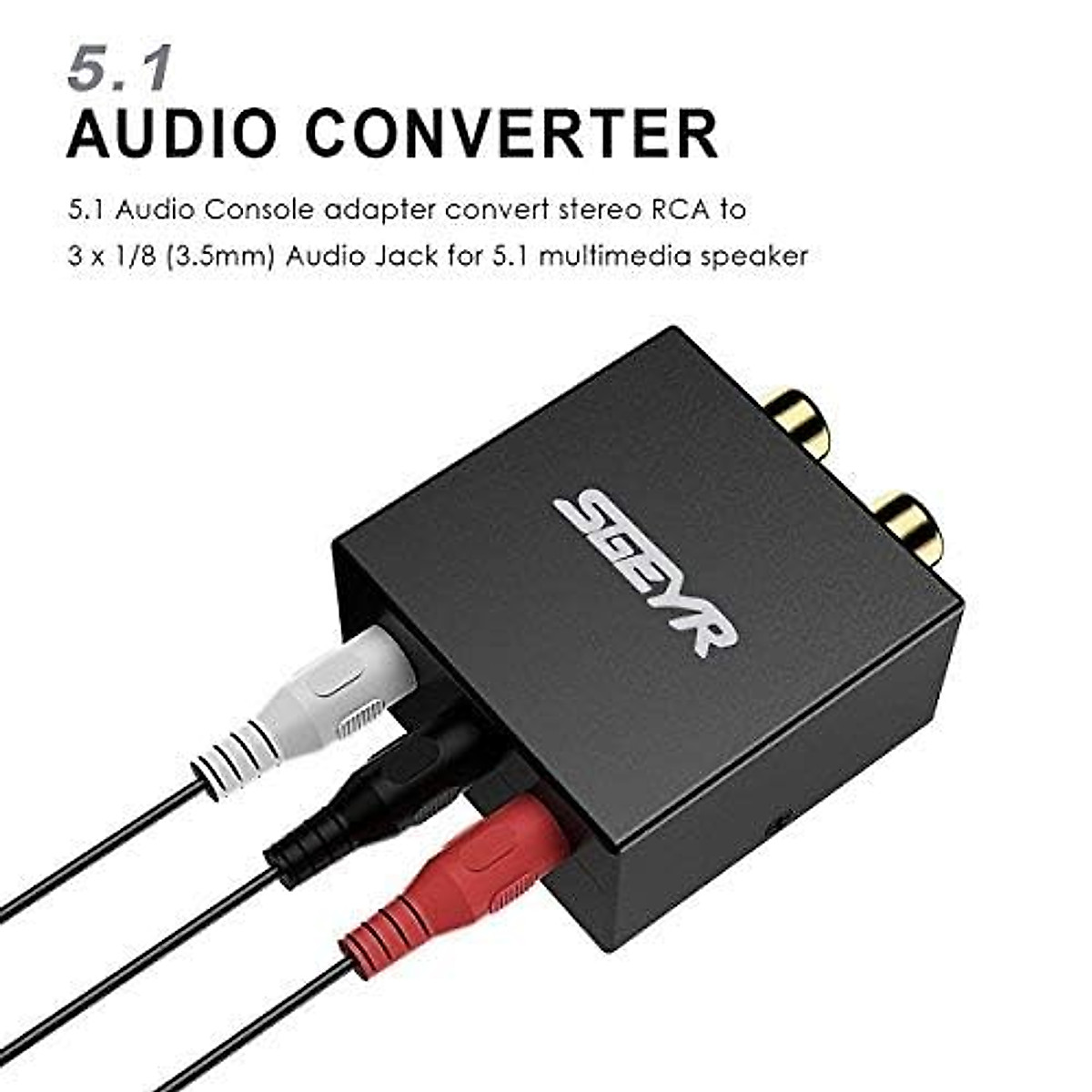 SGEYR 5.1 Audio Console Adapter Convert Stereo RCA to 3 x 1/8 (3.5mm) Jack Bidirectional Conversion for 5.1 Multimedia Speaker