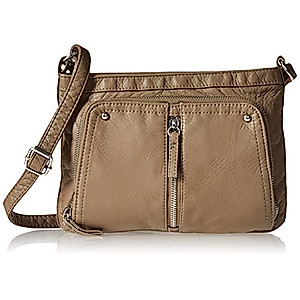 Bueno of California Grainy Washed Organzier Crossbody, Mushroom