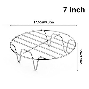 7 Inch Round Rack Baking Steaming Roasting Rack,Round Cooking Rack,Round Baking Rack,Stainless Steel Cooling Cooking Racks,Grill Steamer Rack For Oven Pot Air Fryer Canning, Rust Free,Dishwasher Safe