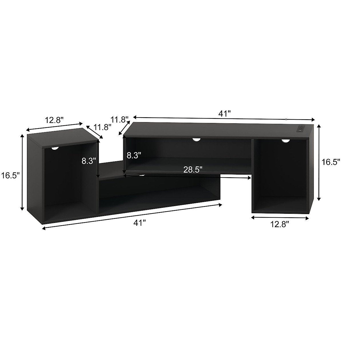 ANTISTA TV Stand, Deformable TV Stand with LED Light & Power Outlets, Modern Entertainment Center with Storage Shelves for 55/60/65/70 inch TV, 2 PCS Gaming Media Console for Bedroom, Black