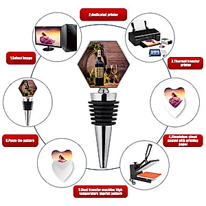 2 Pack Sublimation Blank Wine Bottle Stoppers, Reusable Wine Stoppers Aluminum Heat Transfer Red Wine Stoppers DIY Blank Wine Accessories for Gift, Bar, Party, Wedding(Hexagon)