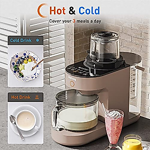 JOYOUNG Blender Fully Automatic, Soy Milk Maker, Glass Blender Cold and Hot with 8 Presets, Self-cleaning Blenders for Kitchen, Soup Maker, Almond Milk, Oat Milk, Shakes and Smoothies, Soy Milk. (Brown)