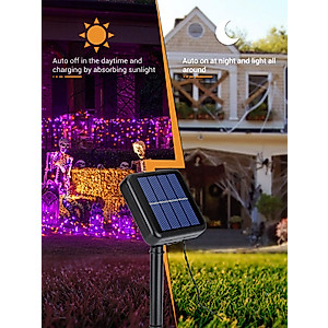 Flacchi 2 Pack Solar Halloween Lights Total 144ft 400 LED 8 Modes Outdoor String Lights Waterproof Solar Fairy Lights for Garden, Patio, Fence, Balcony, Outdoors,Holiday Decoration (Orange & Purple)