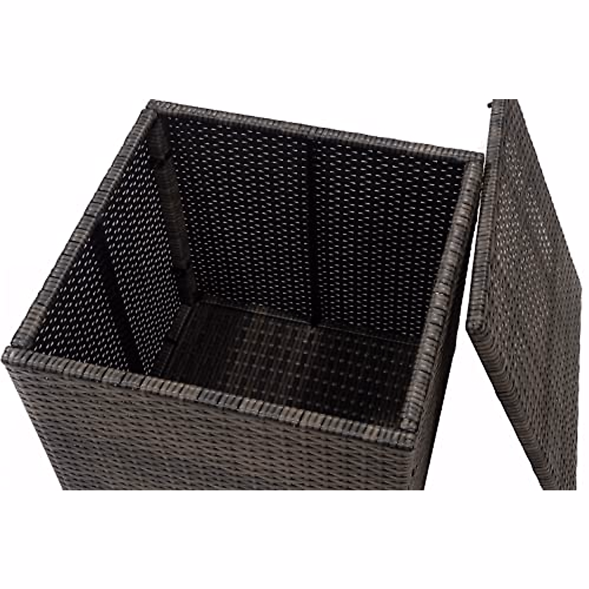 D&F Design Jackson Indoor & Outdoor PE Wicker Cube Side Table with Storage, Patio Resin Rattan End Table Square Container for Furniture Covers, Toys and Gardening Tools Grey