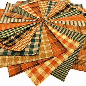 40 Autumn Spice Charm Pack, 5 inch Precut Cotton Homespun Fabric Squares by JCS