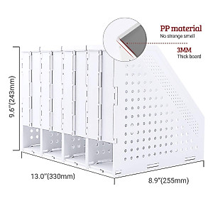 SAYEEC Desktop File Magazine Folder Holder 4 Section Plastic Hollow Documents Foldable Organizer File Cabinet Shelf Frames Dividers Rack Display and Storage