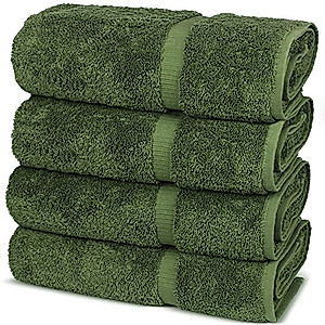 Chakir Turkish Linens 100% Cotton Premium Turkish Towels for Bathroom | 27'' x 54'' (4-Piece Bath Towels - Moss)