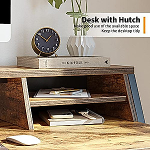 CubiCubi Computer Desk with 2 Storage Drawers, Home Office Writing Desk, Study Table for Small Space, (Brown, Storage Shelves)