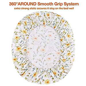 JSD 6 Piece Yellow Floral Print Sheet Set Queen Size, Soft Botanical Microfiber Sheets and Pillowcases Deep Pocket