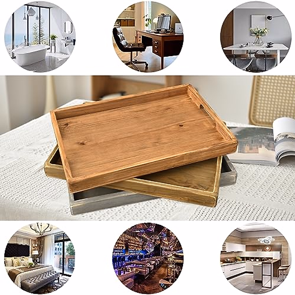 Decorative Serving Trays Platter for Breakfast in Bed, Lunch, Dinner,Great for Dinner Trays, Tea Tray, bar Tray, Breakfast Tray, or Any Food Tray