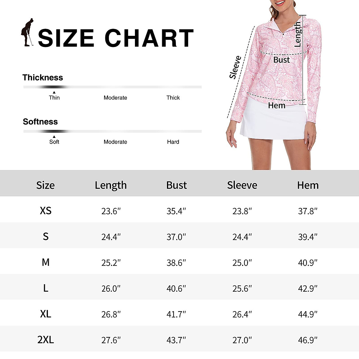 M MOTEEPI Womens Golf Shirt Long Sleeve Quarter Zip Pullover Athletic Collared Sun Shirts with Pockets Quick Dry Crystal Pink Medium