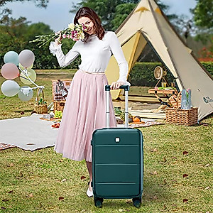 Hanke 26 Inch Luggage Large Suitcase With Spinner Wheels Tsa Luggage Suitcases Traveler's Choice Hard Case Luggage For Women & Men Rolling Checked Luggage（Blackish Green）