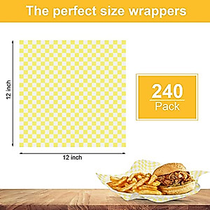 240 Sheets Variety Pack Checkered Dry Waxed Deli Paper Sheets 12x12 inch Paper Sandwich Paper Liners, Food Basket Liners Wax Paper Deli Wrap Wax Paper Sheets for Wrapping Bread and Sandwiches