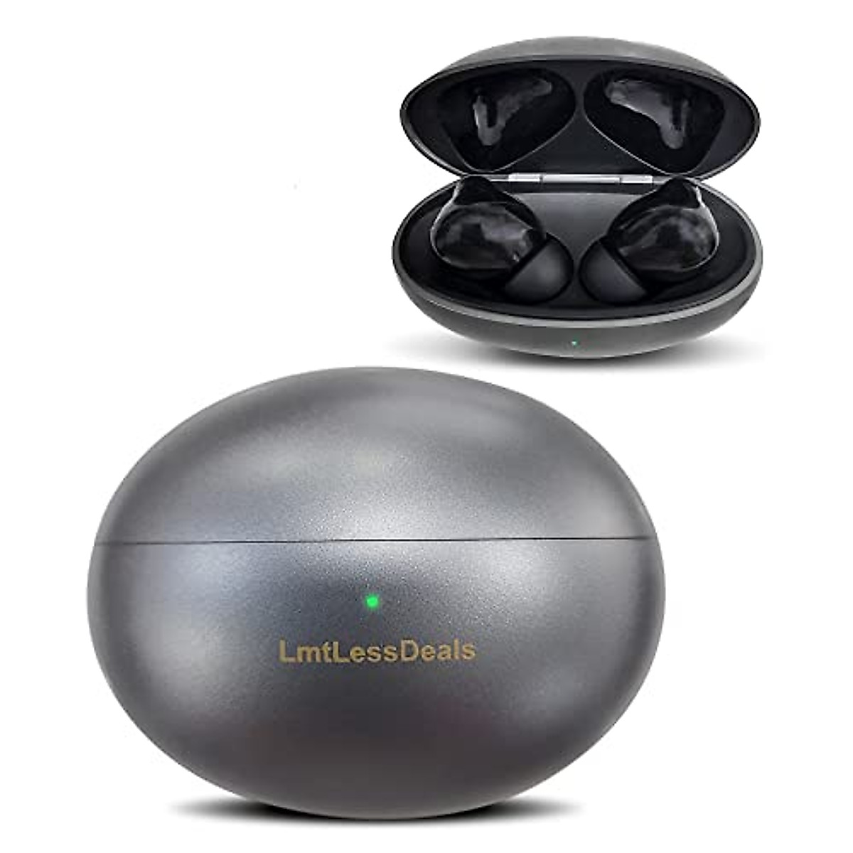 LmtLessDeals Wireless Earbuds Bluetooth Noise Cancelling in-Ear Headphones Waterproof Touch Control Built-in Microphone with Wireless Charging Case… (Silver)