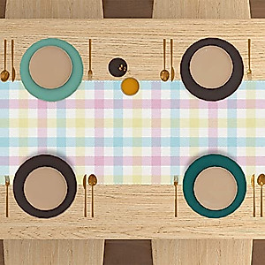 Linen Buffalo Check Plaid Spring Table Runner 72 Inches Long Farmhouse Spring Summer Easter Table Decoration for Home Kitchen Dining Room
