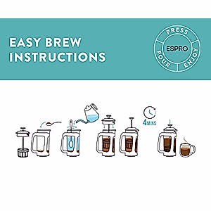 ESPRO P3 French Press - Double Micro-Filtered Coffee and Tea Maker, 32 Ounce, Black