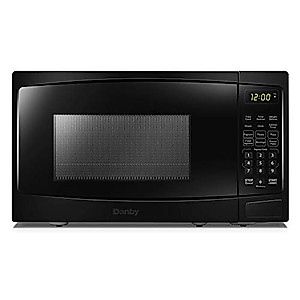 Danby DBMW0720BBB 700 Watts 0.7 Cu.Ft. Countertop Microwave with Push Button Door| 10 Power Levels, 6 Cooking Programs| Auto Defrost and Child Lock, Black
