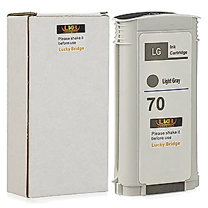 LKB Compatible HP70LG Light Gray Ink Cartridge Replacement with 130ML Use with HP Designjet Z2100 Z5200 Z3200 Z3100 Z5400 ( HP70LG ) –US