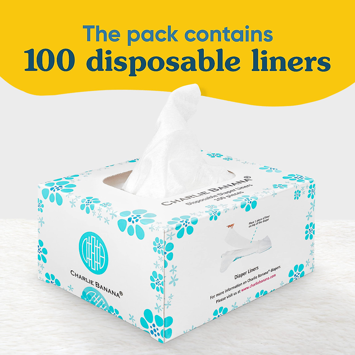 Charlie Banana Baby Disposable Cloth Diaper Liners and Baby Wipes, Unscented, 100-Pack