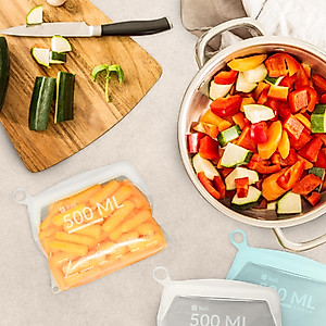 Reli. Reusable Silicone Bags (2 Pack) | Snack (500 ml) - Aqua | Silicone Bags for Food Storage | Small Reusable Food Storage for Meal Prep, Lunch Boxes | Leak-Proof, Dishwasher/Freezer Safe