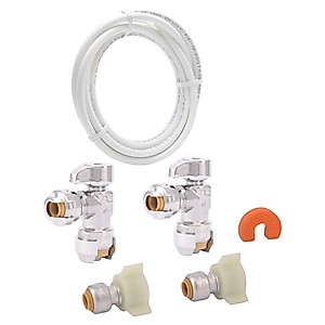 SharkBite Faucet Connection Kit with Angle Stops, Push to Connect Brass Plumbing Fittings, PEX Pipe, Copper, CPVC, PE-RT, 25087