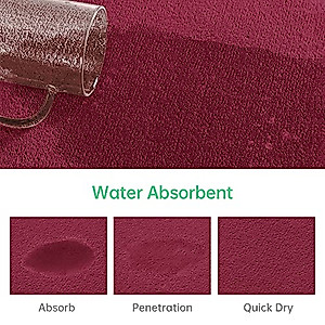 Small Memory Foam Bathroom Mats 17 "X 24" Non Slip 0.7" Extra Thick Super Absorbent Bath Rugs Carpet Super Cozy Quick Dry Machine Wash Red