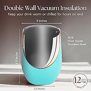 shop4ever I Identify as Water Engraved Insulated Stainless Steel Wine Tumbler with Lid 12 oz. Funny Gift for Her Him (Teal)