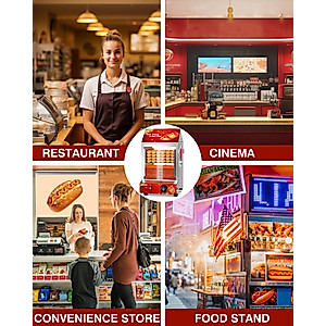 WantJoin Hot Dog Steamer - 2 Tiers Electric Hot Dog Steamer with Bun Warmer 27 L/24.52 QT, Visuable Glass Slide Doors Suit for 175 Hot Dogs and 40 Buns