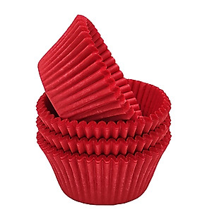 Mombake Premium Red Greaseproof Cupcake Liners Muffin Paper Baking Cups Standard Size, 100-Count
