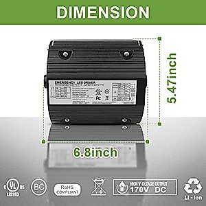 40W Emergency Backup Battery, EM 90 Minutes Emergency Backup Driver for UFO High Bay Lights, Output 170V DC, Input 100-347V AC