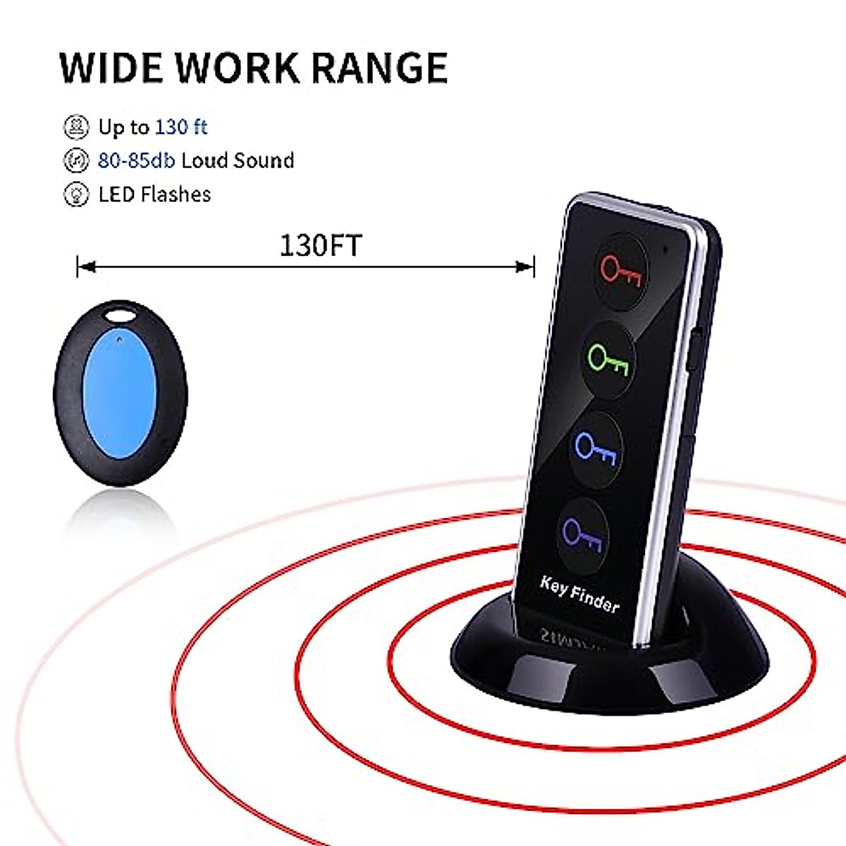 Key Finder, Item Tracker with LED Flashlight Function, Chlovoe Wireless Remote Control RF Key Finder Locator Phone Pet Wallet TV Remote Tracker