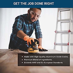 Benchmark Abrasives PSA Gold 5 Inch Self Adhesive Sanding Discs w/Aluminum Oxide Grains DA Sandpaper - 5 Inch Sanding Discs Roll - Surface Blending, Automotive, Orbital Sanders (100 Discs), 220 Grit