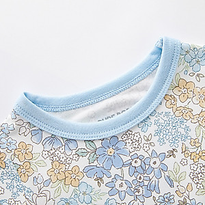 pureborn Infant Baby Girl Bodysuit Sleeveless Ruffle Collar Romper Organic Cotton One-Piece Summer Outfit 3-6 Months Floral White