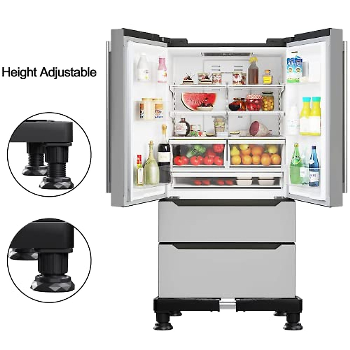 Lufia Mini Fridge Stand,Width Height Flexible Adjustable,High Strength Base Stand Leg Design,Multi-functional Base as Refrigerator Stand,Fish Tank Stand,Washing Machine,Dryer,Laundry Pedestal (Black)