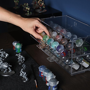 CraftyBook Acrylic Paint Storage Organizer - 50 Bottle Miniature, Hobby, Enamel, Model Paint Holder - 2 Drawer Clear Acrylic Craft Storage - Desktop Art Organization Container for Craft Room Studio