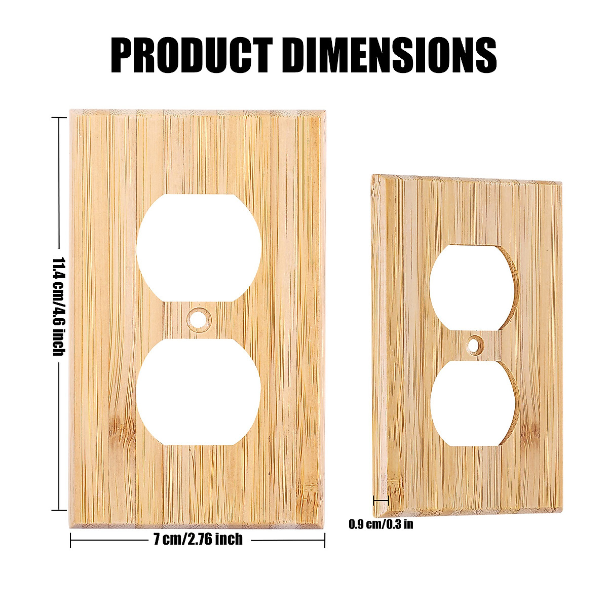 10 Pieces Wood Double hole Outlet Light Switch Plate 4.5" X 2.76" Raw Wood Wallplate Bamboo Light Switch Cover Quality Wallplate Wooden Electrical Decor (Double hole Outlet)