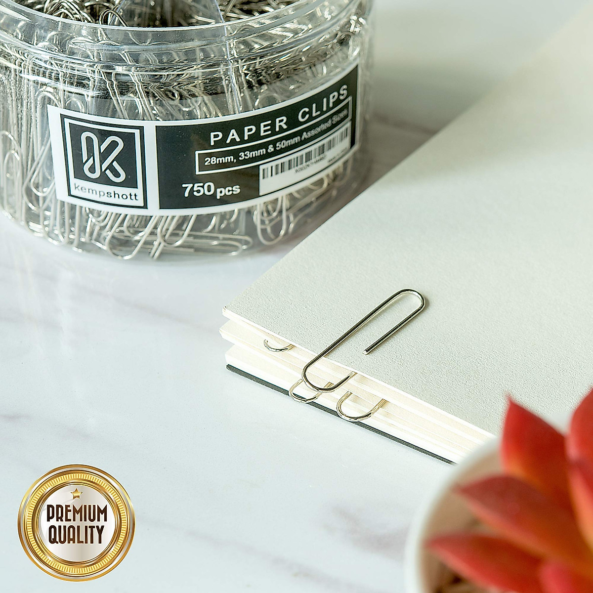 Kempshott 750 Paper Clips Assorted Sizes Small, Medium and Large Paper Clips for Paperwork Ideal for Home, School and Office Use (Assorted, Silver)