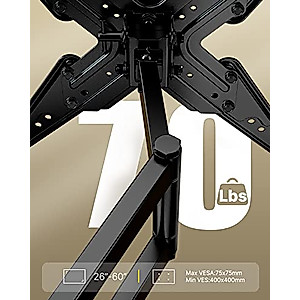 TV Mount, Full Motion TV Wall Mount Swivel and Tilt for 26-60 Inch TVs & Monitors, Single Stud Corner Outdoor Wall Mount Bracket with Articulating Arm Extension Rotation Max VESA 400X400mm up to 70lbs