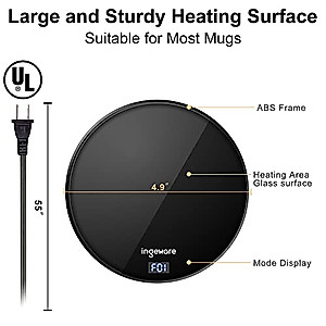 Coffee Mug Warmer, Coffee Warmer for Desk, Coffee Cup Warmer with 3 Temperature Settings & 4 Hours Auto Shut Off, Electric Beverage Warmer for Tea Milk and Cocoa