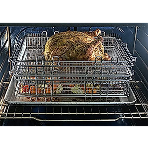 Basquettes for Ovens and Grills - Air-Fry, Crisp, Roast, Rotisserie, Dehydrate, Grill, Smoke. Use as Air Fryer Tray, BBQ Accessory, Crisper. High-Capacity 6-Piece Basket Set
