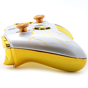 "Gold Thunder" UN-MODDED Custom Controller compatible with Xbox One S/X Unique Design (with 3.5 jack)