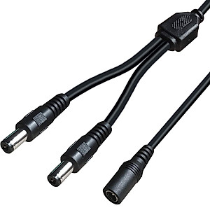 SIOCEN 3 Pack DC Power 1 Female to 2 Male 5.5mm x 2.1mm DC Power Supply Splitter Cable Cord, Y Splitter Adapter Wire,2 Way Y-Cable for Security CCTV Parking Camera, LED Strip Light